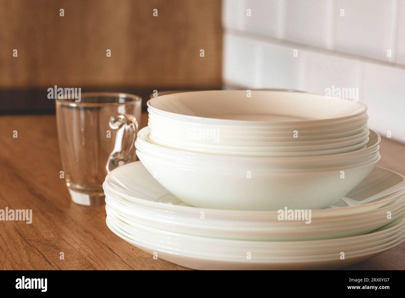 dishes.Kitchen, Dishwasher. plates, cups. Concept of washing dishes ...