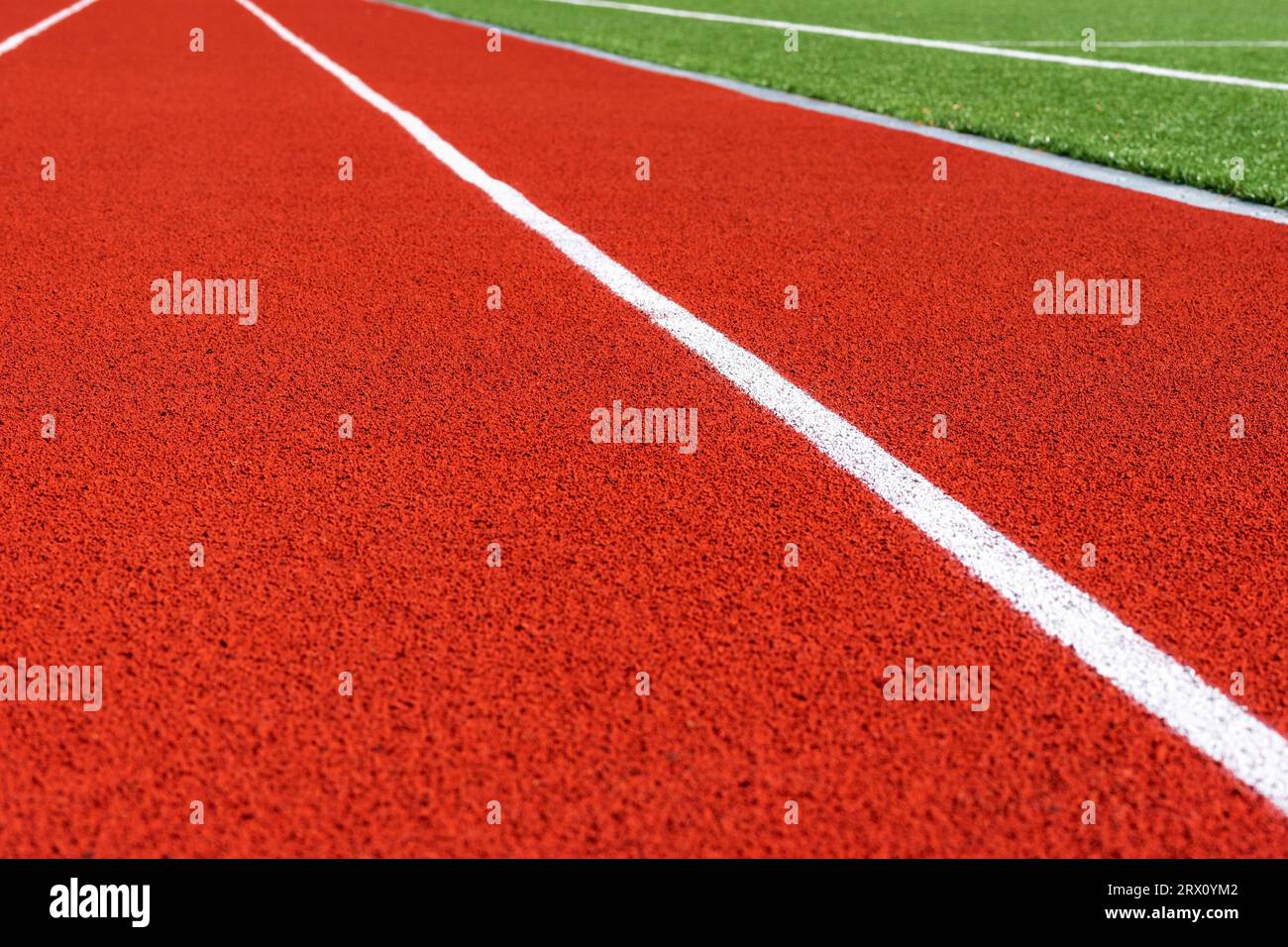 Red treadmills at the stadium.Running Track Stock Photo - Alamy