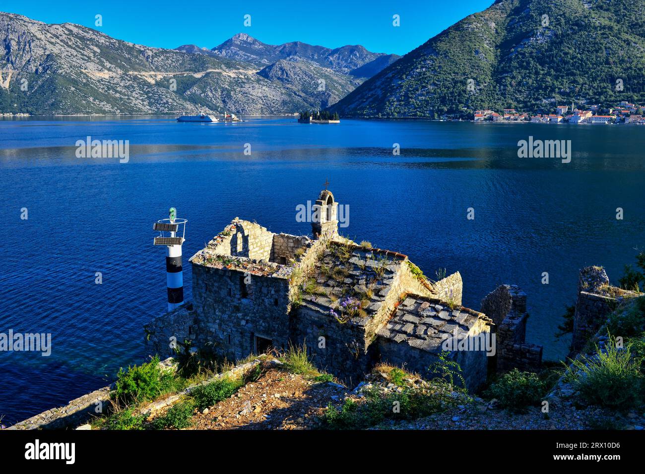 Our lady of the Rocks, Perast and the Bay of Kotor from the Church of ...