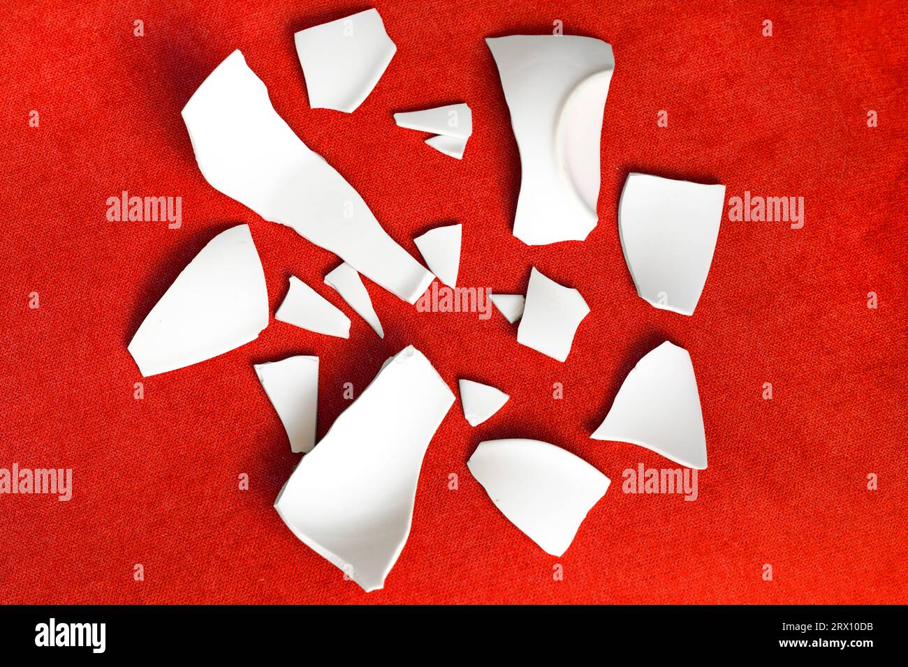 Splinters and Fragments of the broken white ware. Metaphor of a family ...