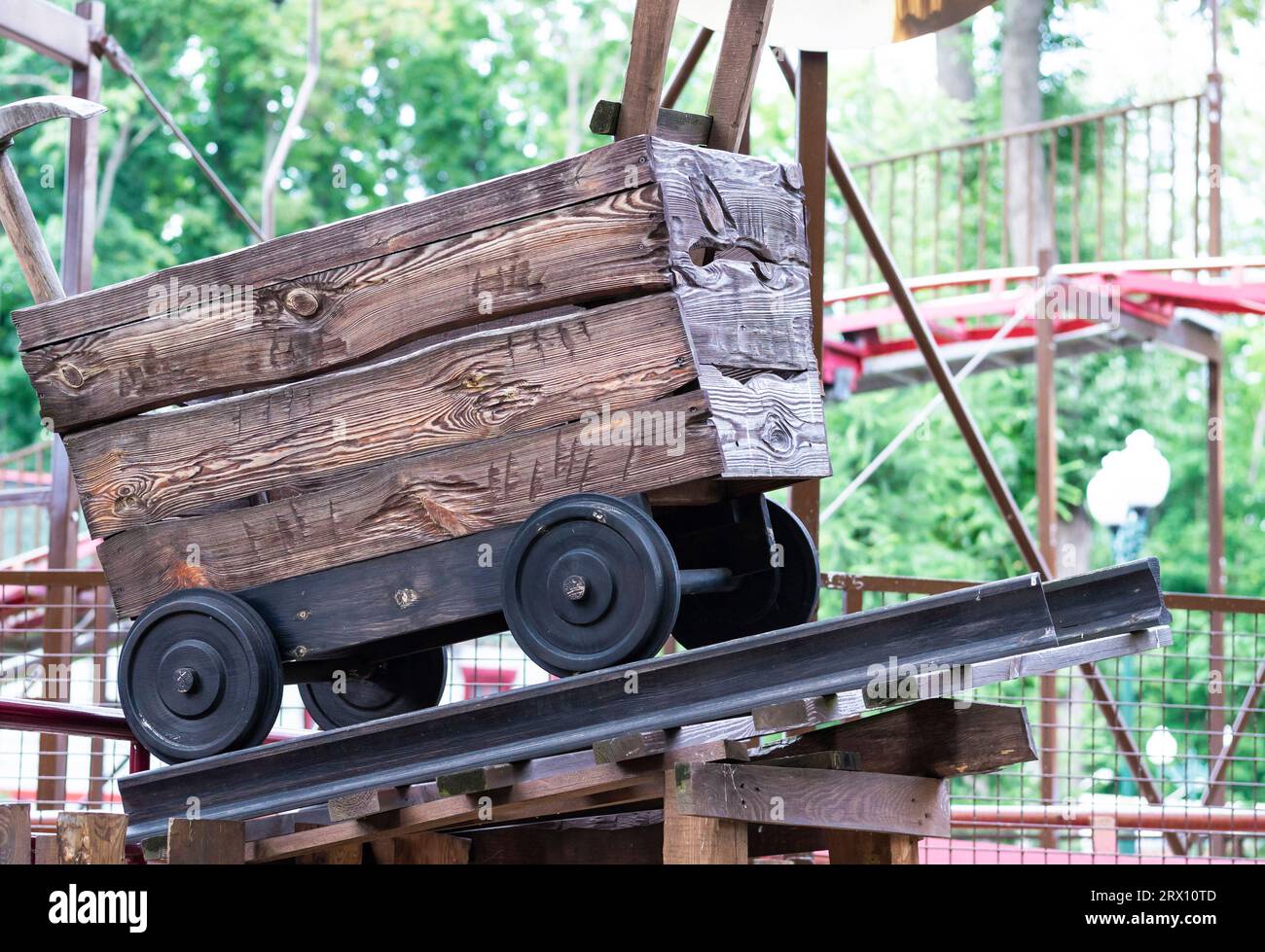 Old Wooden trolley. The concept hard work in the mine, on pit. To get ...