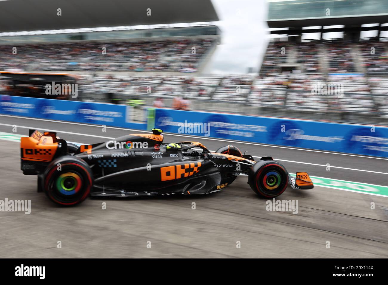 Suzuka, Japan. 22nd Sep, 2023. Lando Norris (GBR) McLaren MCL60 leaves ...