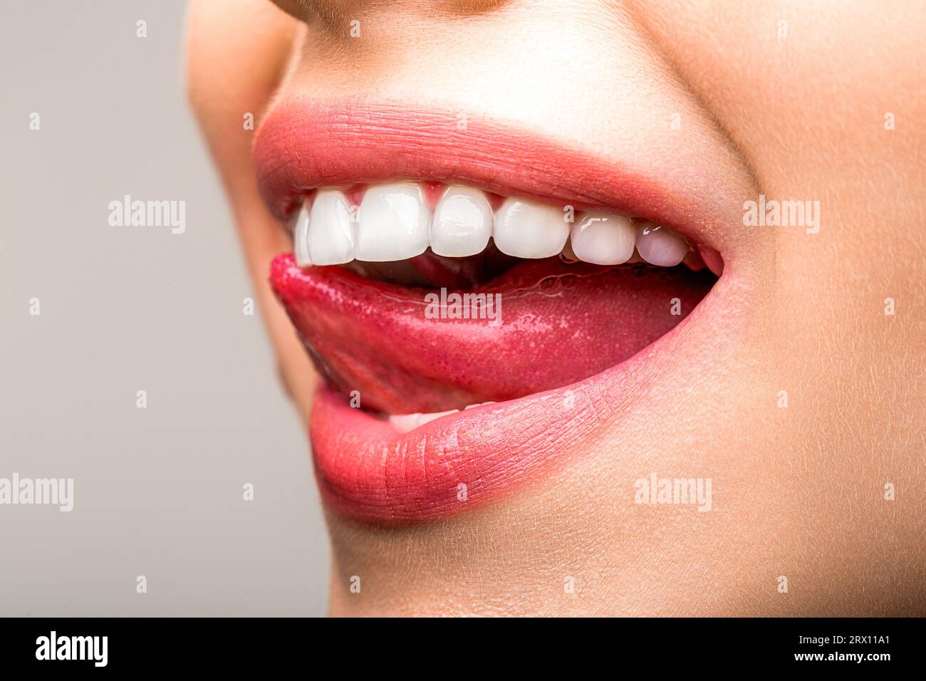 Girl open mouth showing tongue hi-res stock photography and images - Alamy