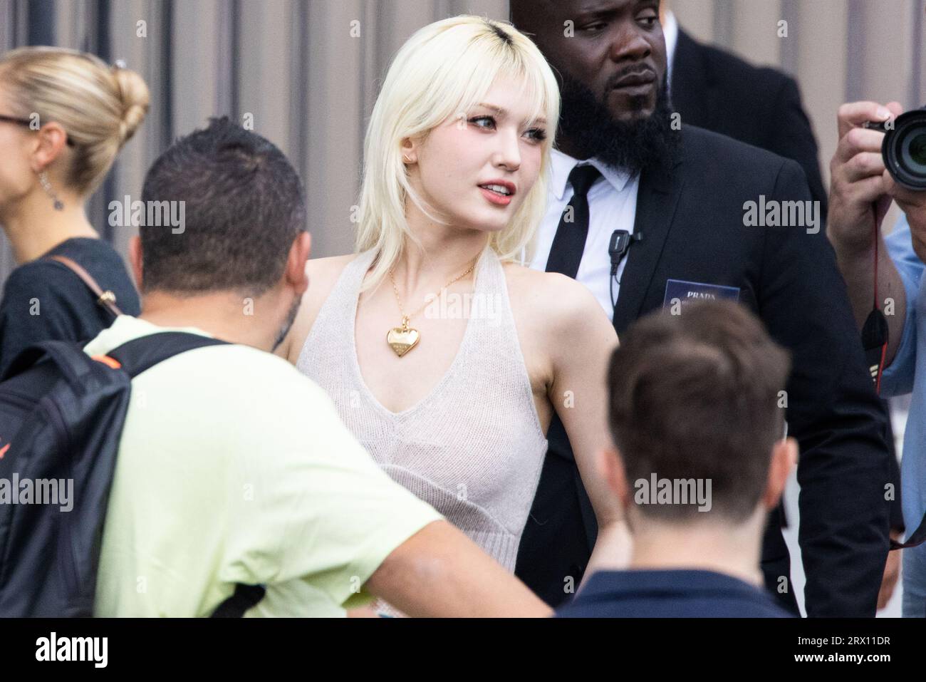 Jeon Somi attends the Prada fashion show during the Milan Fashion Week ...