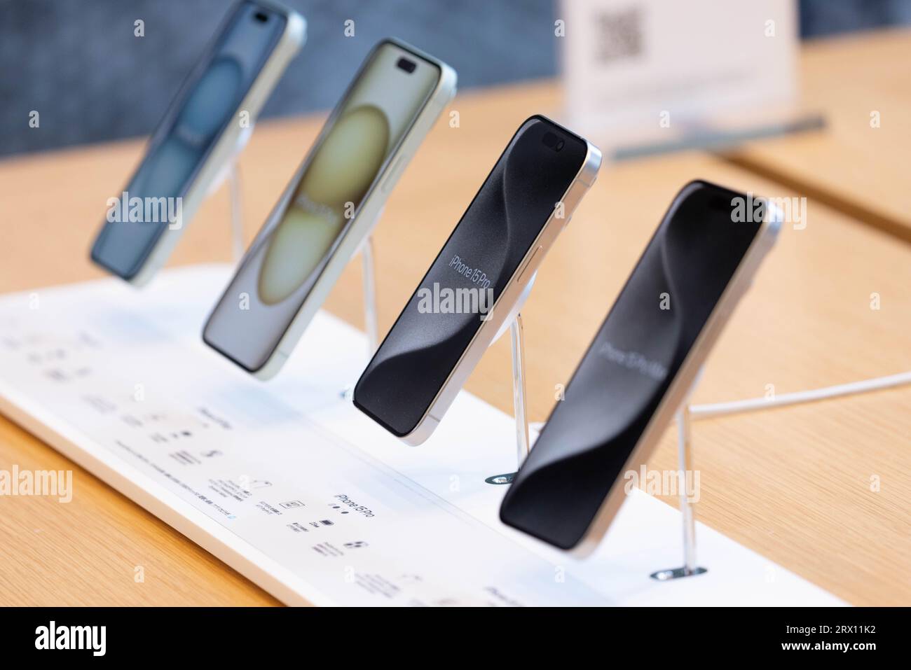 Tokyo, Japan. 22nd Sep, 2023. New Apple iPhone 15 line-up on display on ...
