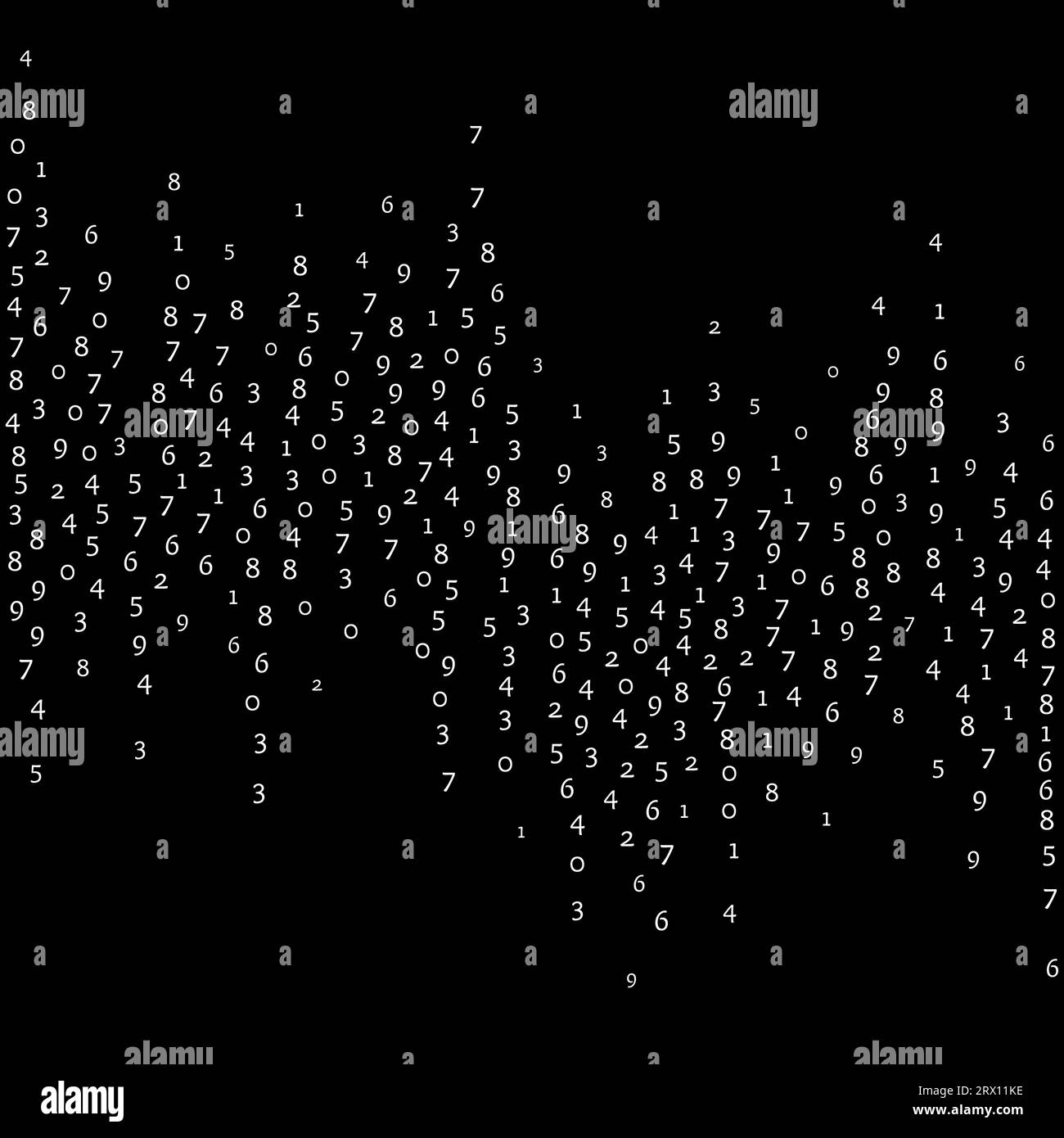 Falling numbers, big data concept. Binary white orderly flying digits ...
