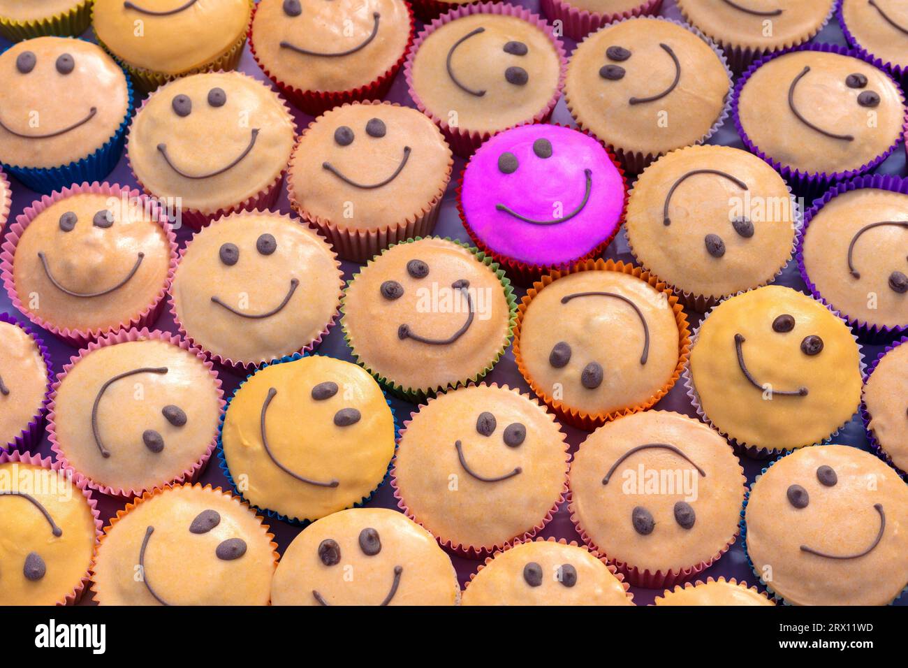 Smiley in a cheerful group. Smiley faces on background. Top view. smile ...
