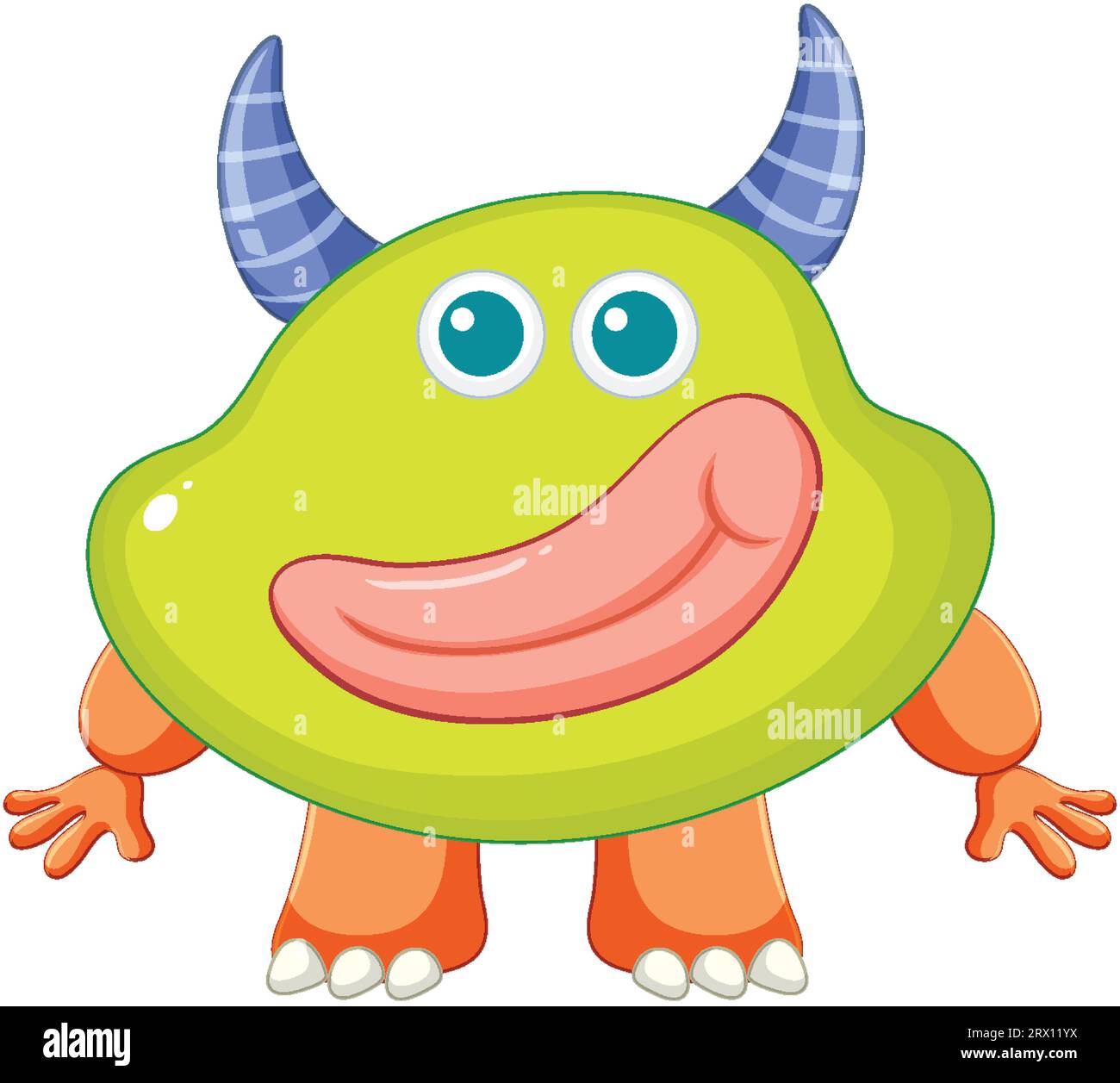 A vector cartoon illustration of a unique horned alien monster Stock ...