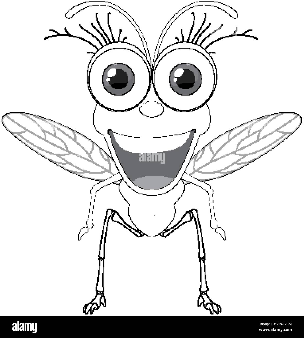 Happy fly cartoon character doodle illustration Stock Vector Image ...