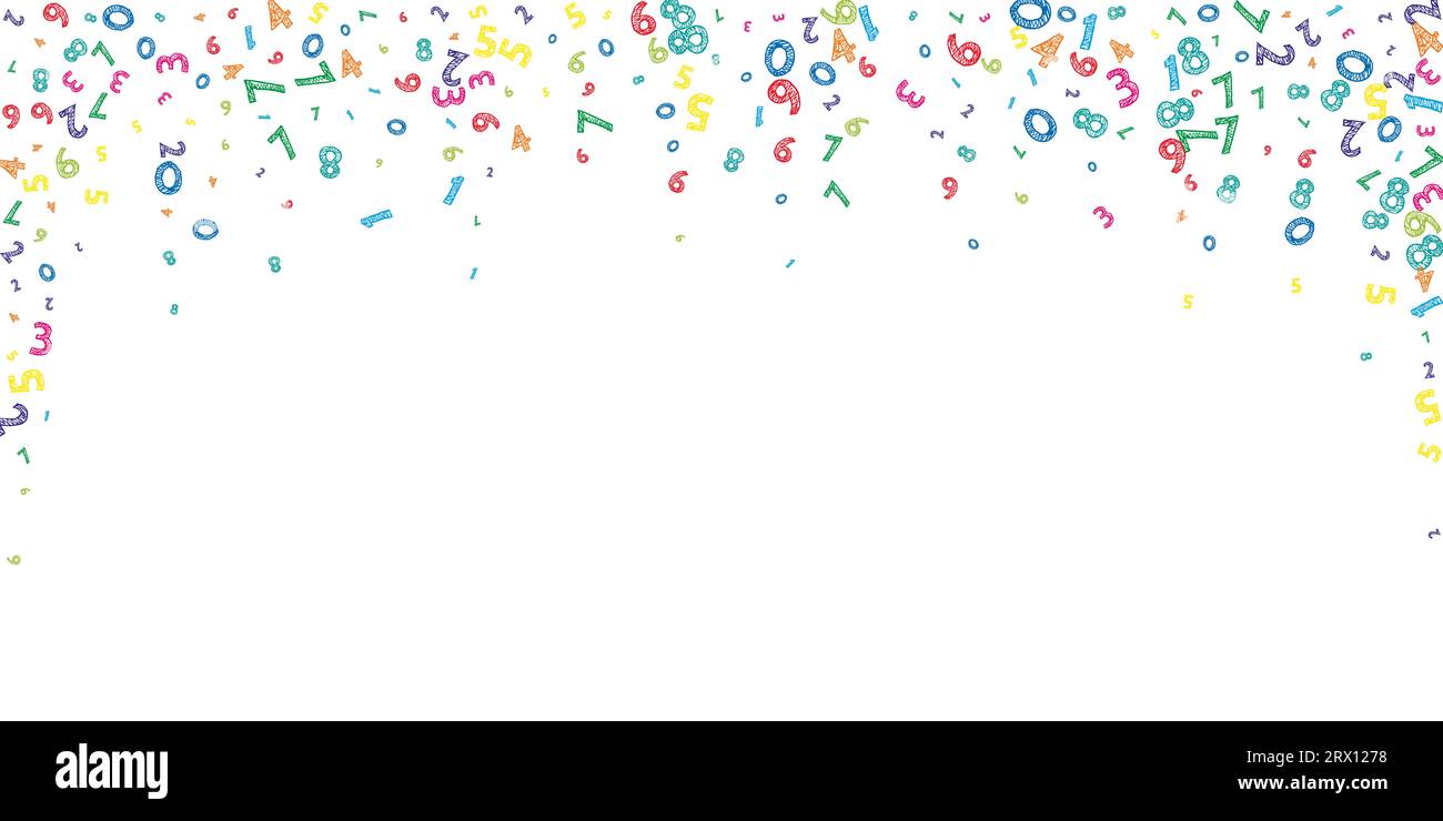 Falling colorful messy numbers. Math study concept with flying digits ...