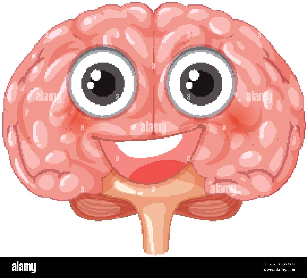 A cheerful cartoon illustration depicting the anatomy of a happy brain ...