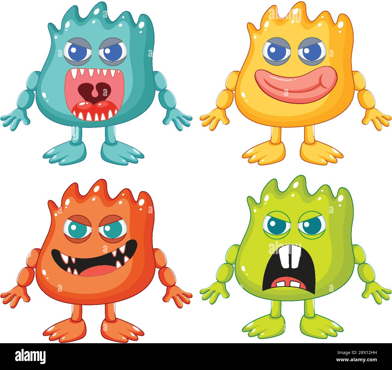 A collection of adorable alien monsters in various vibrant colors Stock ...