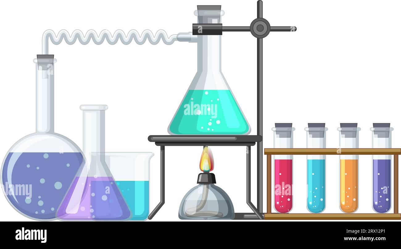 Vector cartoon illustration of science lab tools and equipment Stock ...