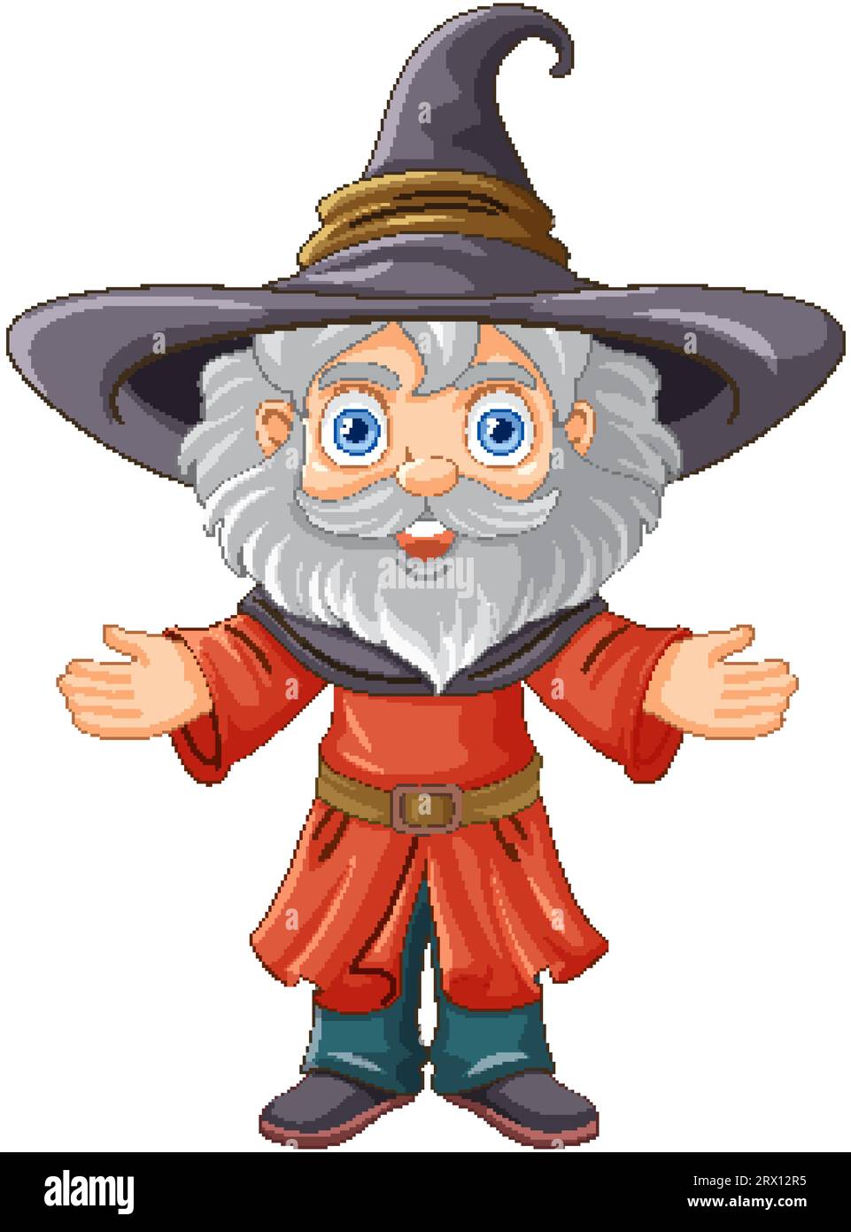 Old wizard wearing a hat with a long beard illustration Stock Vector ...
