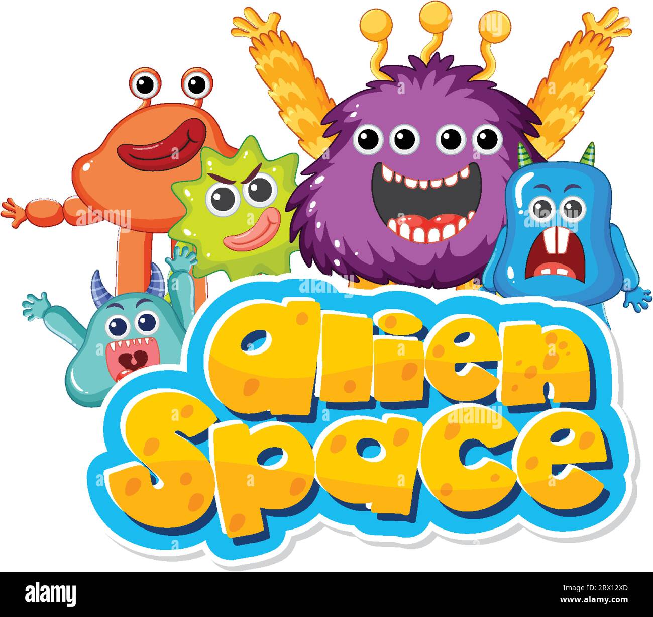 A group of adorable alien monsters in various colors Stock Vector Image ...