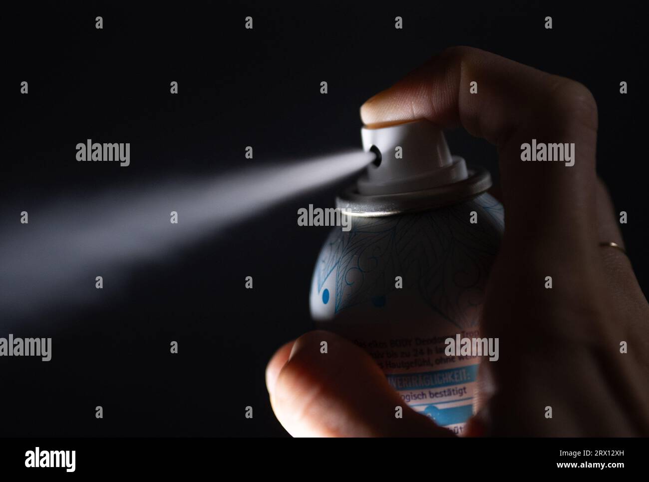 Berlin, Germany. 22nd Sep, 2023. Spray comes from a can of deodorant ...