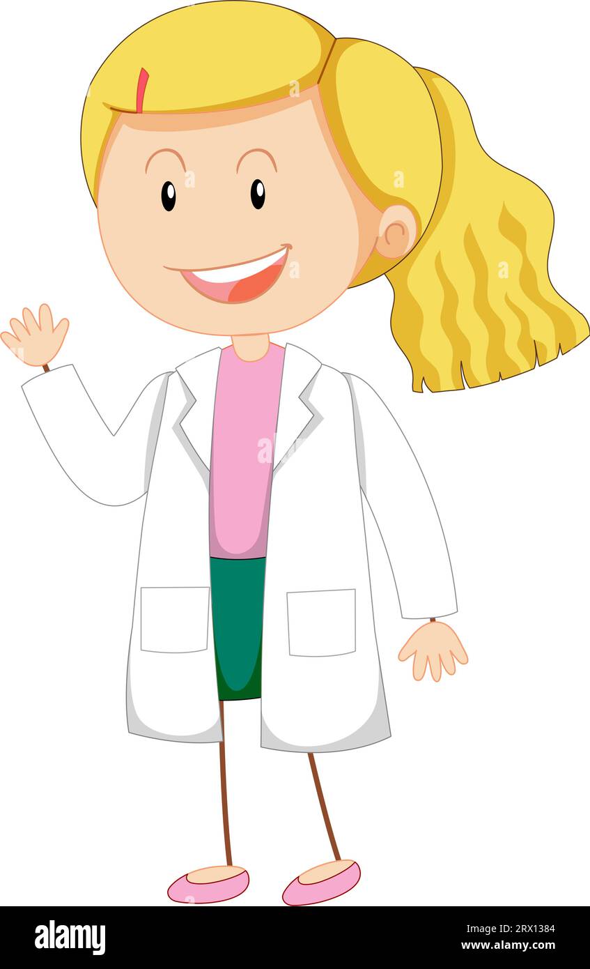Adorable scientist wearing a gown in doodle style Stock Vector Image ...