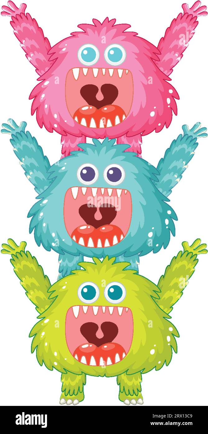 A cheerful group of alien monsters and their friends Stock Vector Image ...