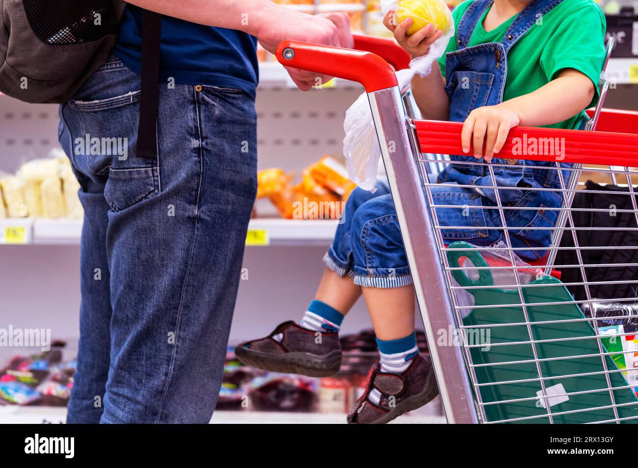 Supermarket shopper child trolley boy hi-res stock photography and ...