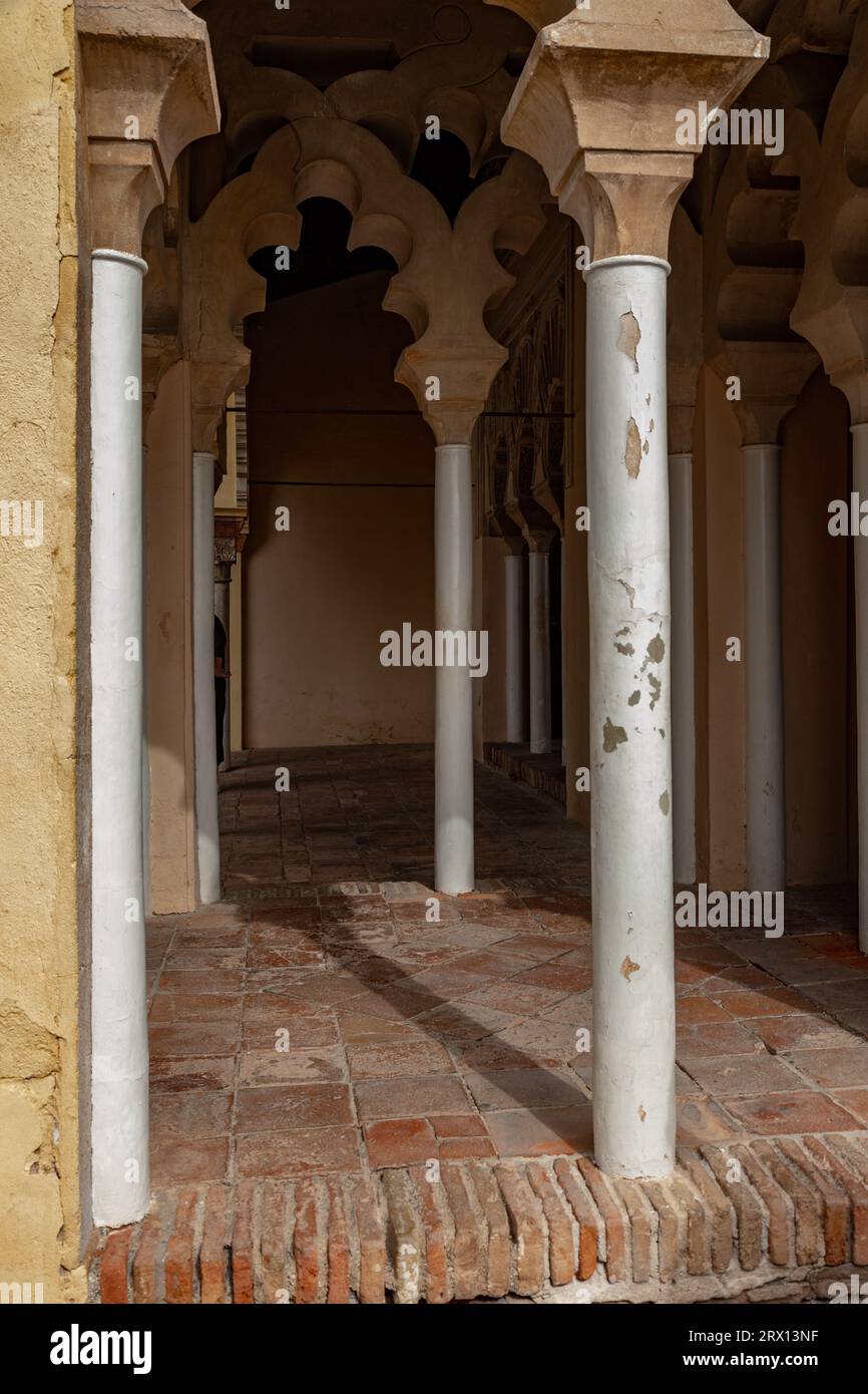 The Alcazaba interior, citadel of Malaga city. Interiors and courtyards ...