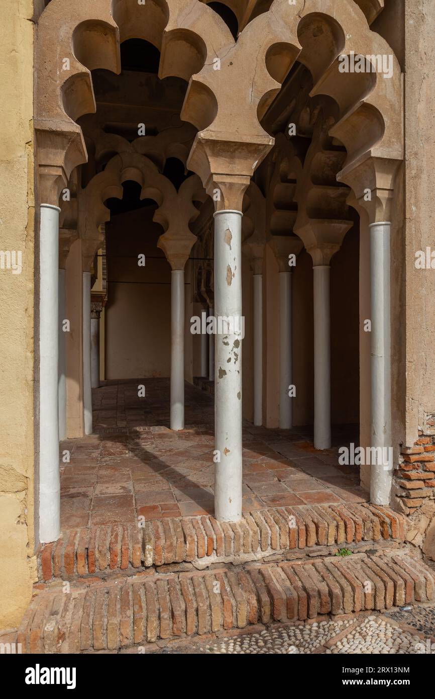 The Alcazaba interior, citadel of Malaga city. Interiors and courtyards ...