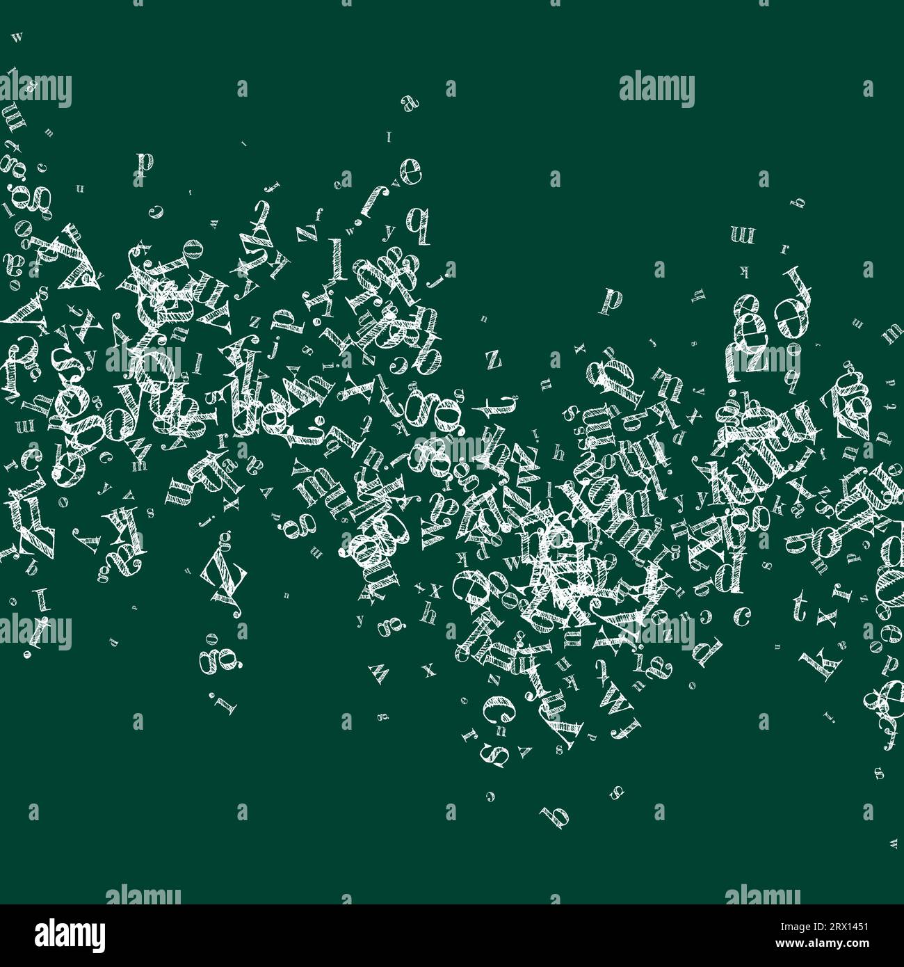 Concept of school background. White chalk falling letters of English ...