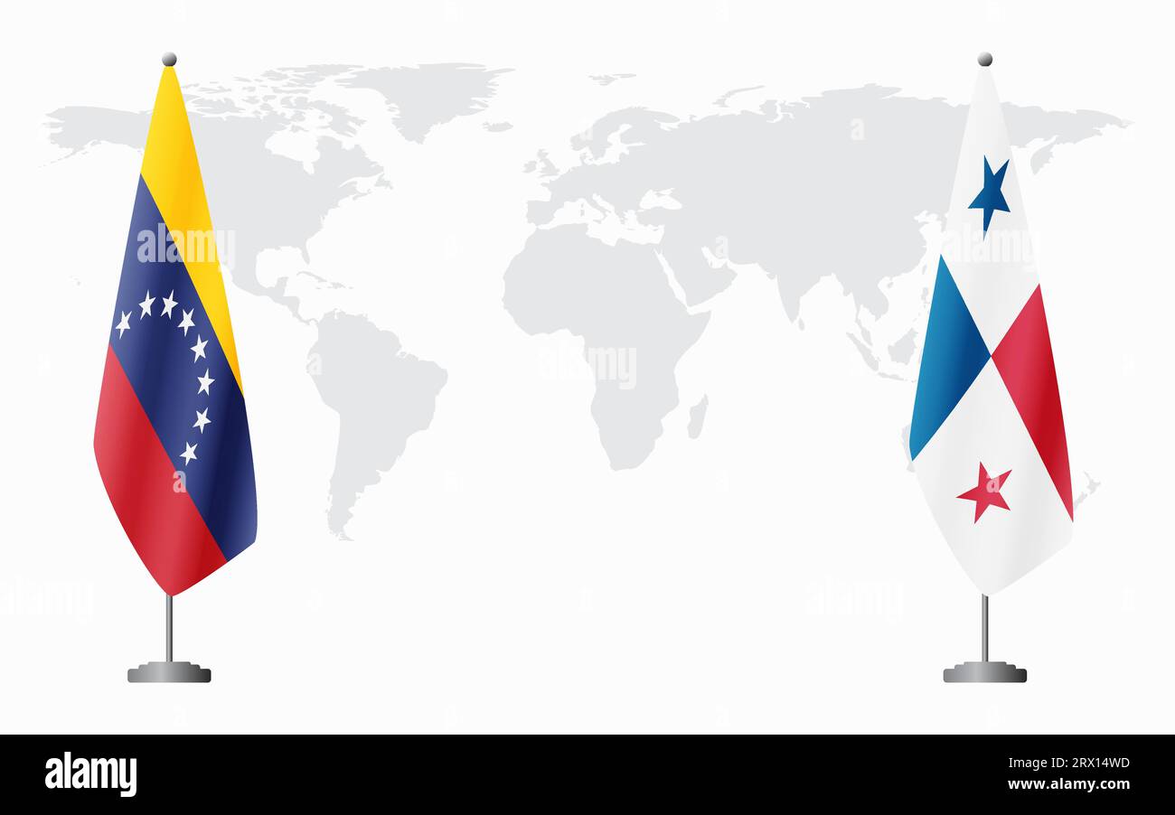 Venezuela and Panama flags for official meeting against background of ...