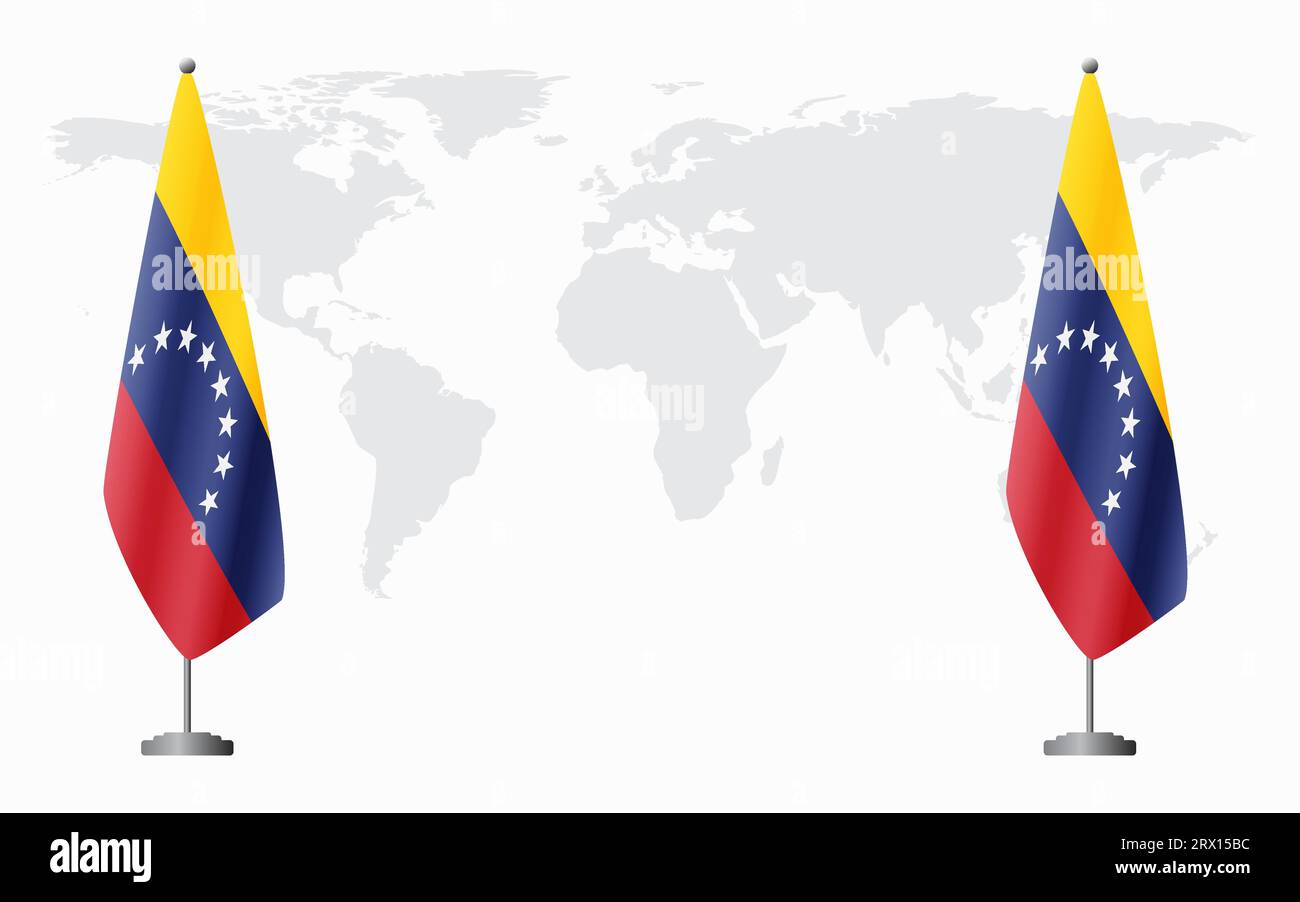 Venezuela and Venezuela flags for official meeting against background ...