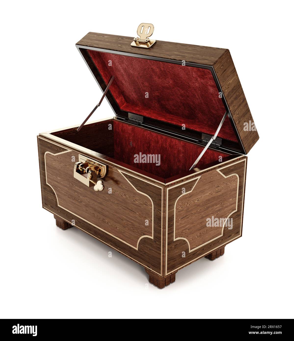 Open treasure chest isolated on white background. 3D illustration Stock ...