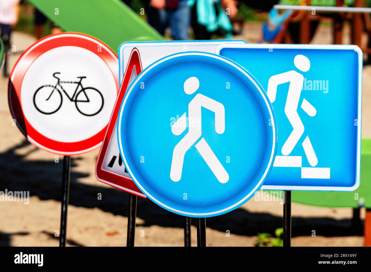 pedestrian sign. pedestrian zone.Concept territory of a walks Stock ...