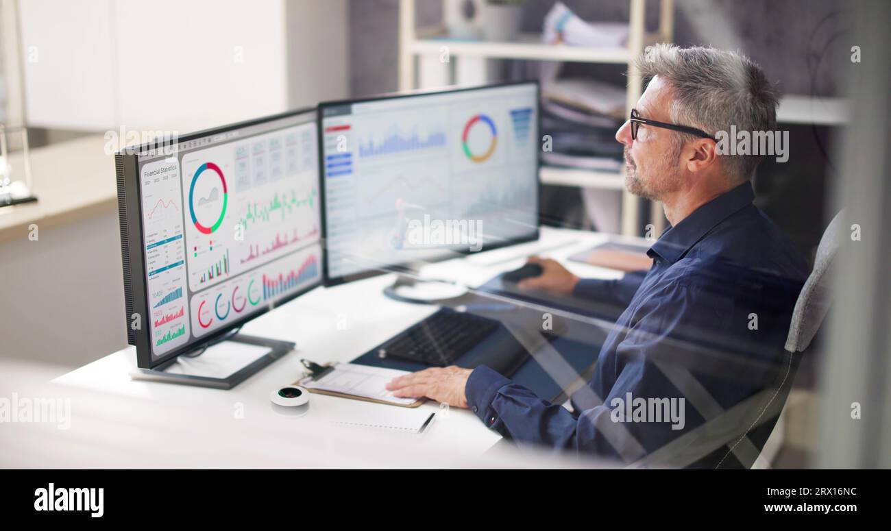 Financial Business Analytics Data Dashboard. Analyst Man Stock Photo ...