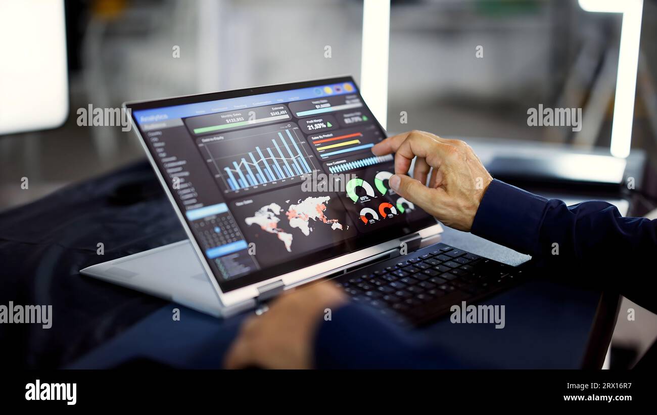 Data Analyst Using Data Analytics KPI Dashboard Stock Photo - Alamy