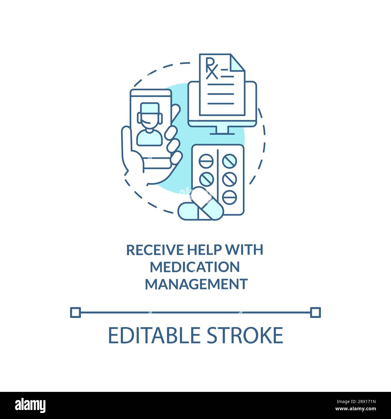 2D receive help with medication management icon concept Stock Vector ...