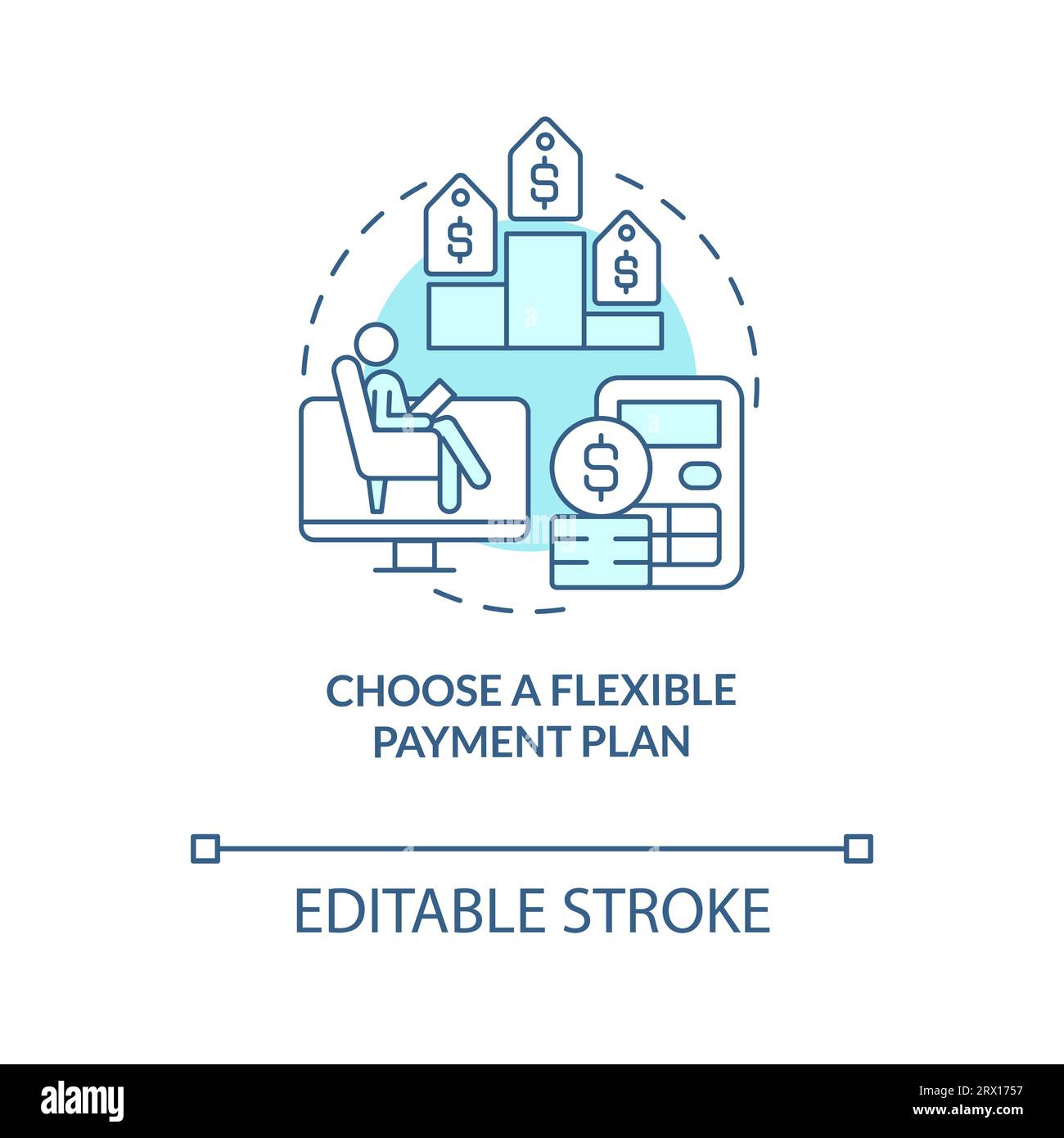 2d Choose A Flexible Payment Plan Linear Icon Concept Stock Vector