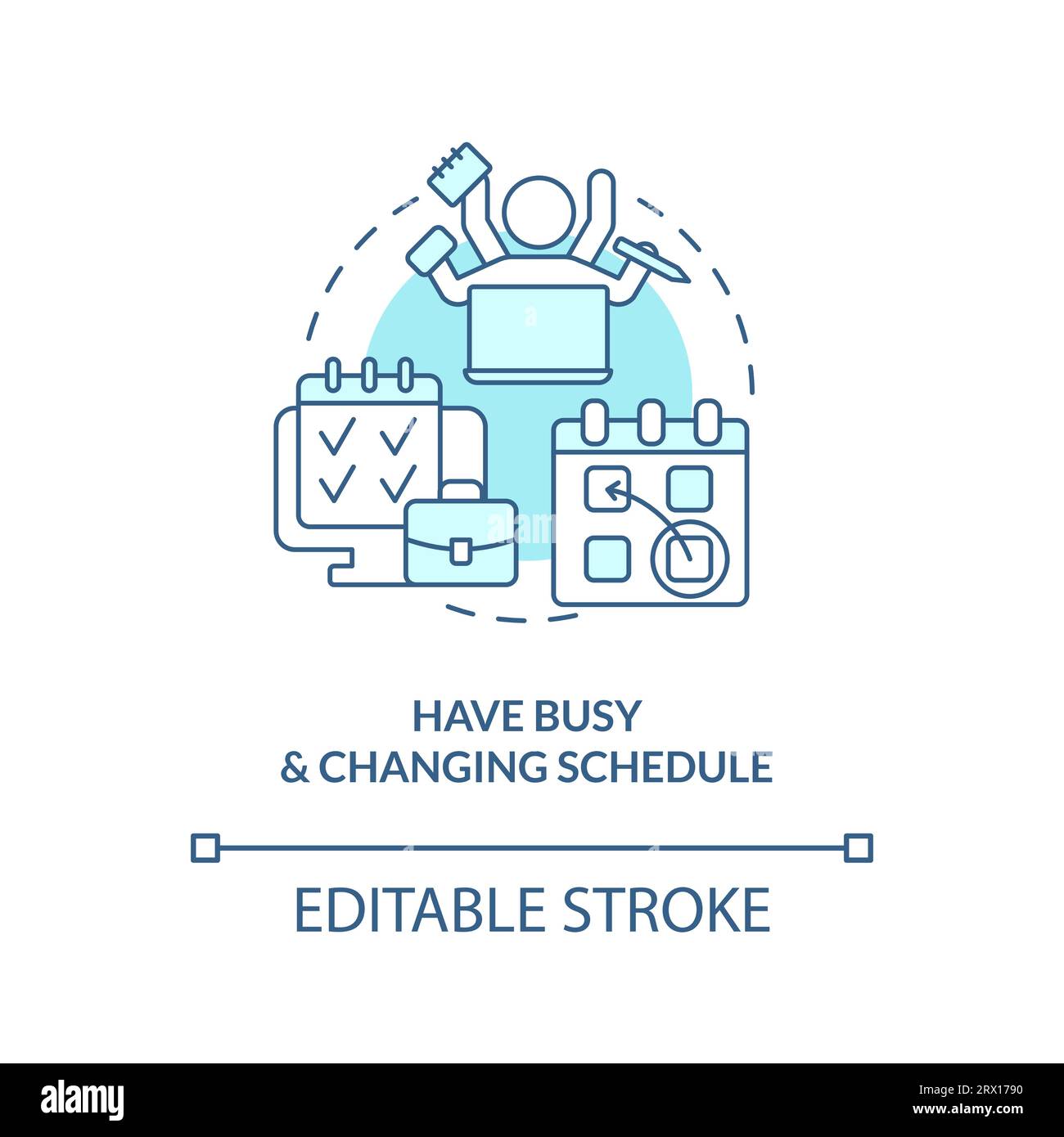 2D have busy and changing schedule linear icon concept Stock Vector ...