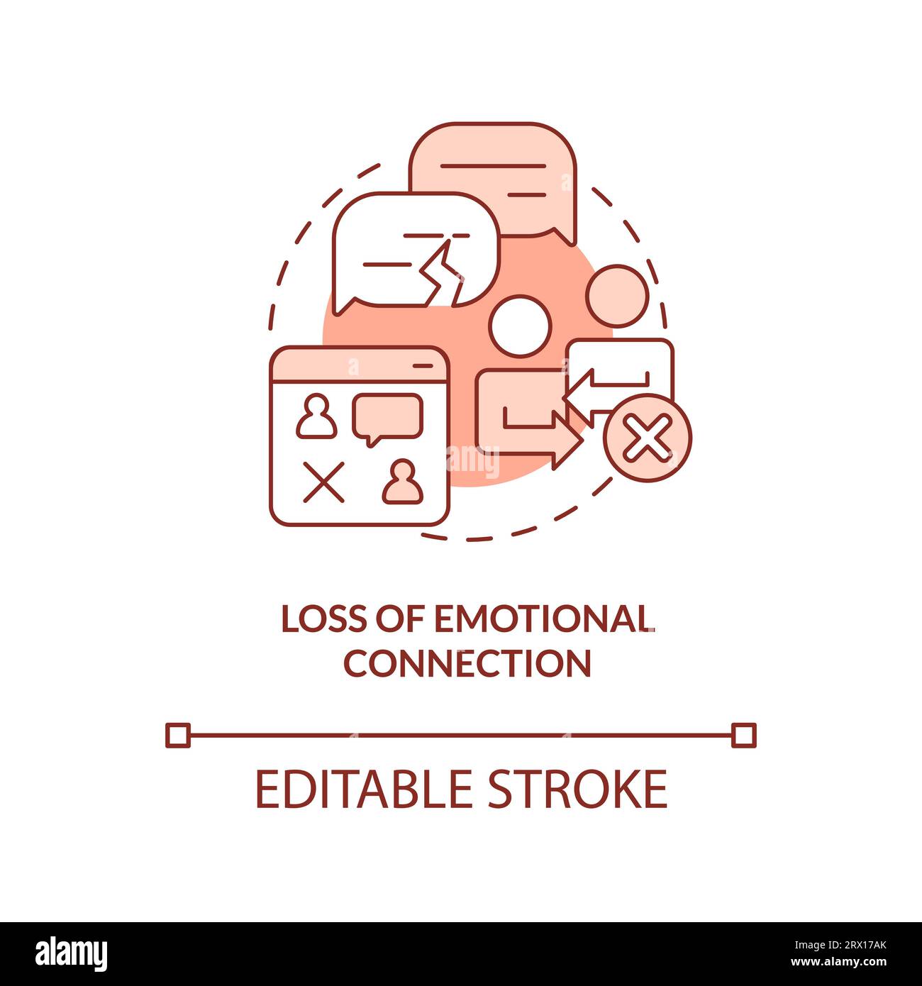 2D loss of emotional connection linear icon concept Stock Vector Image ...