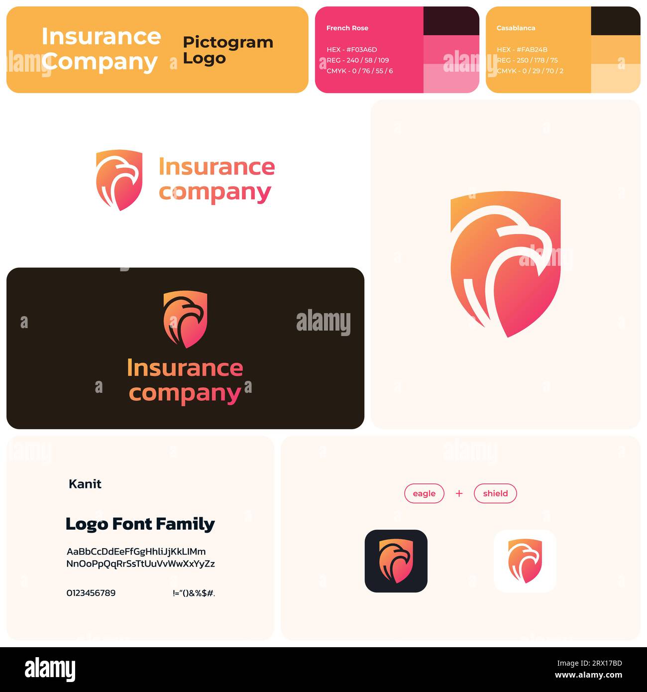 Insurance company branding with unique eagle and shield logo Stock ...