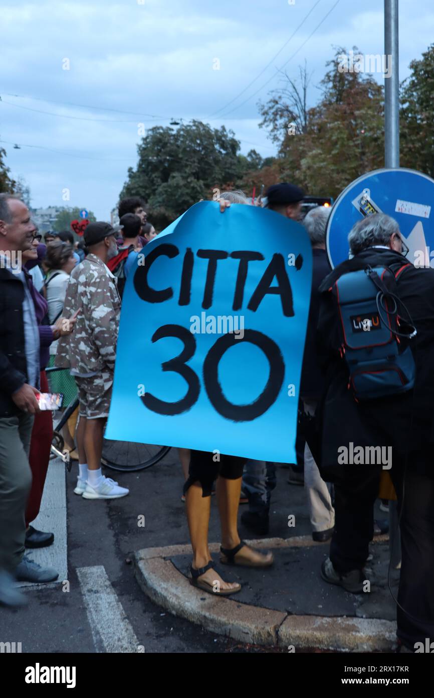 Cyclists and pedestrians block traffic in central Milan calling for ...