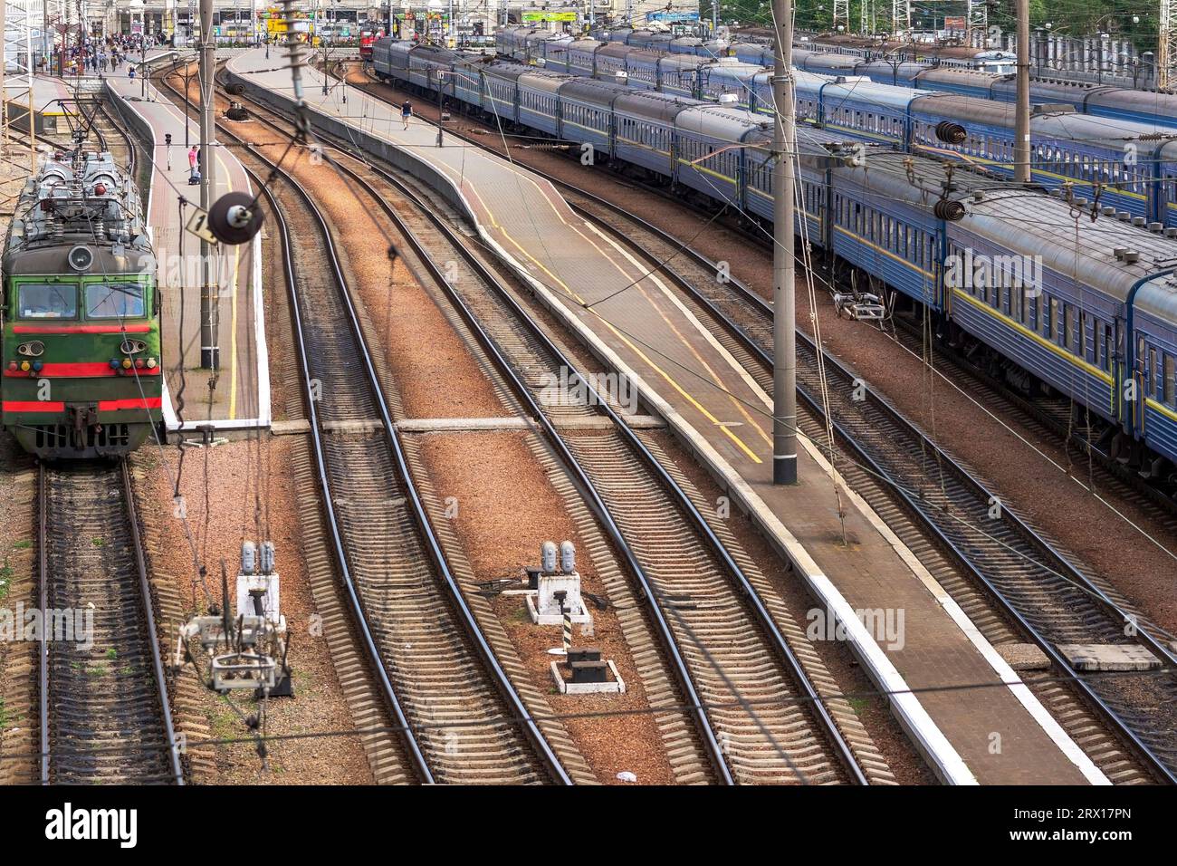 train with passenger cars. Railway transport. train, boat train ...