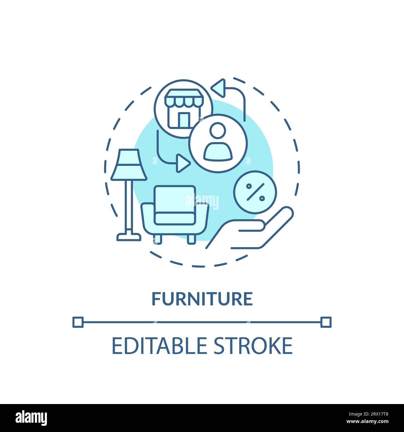 2d Customizable Blue Thin Linear Icon Furniture Concept Stock Vector