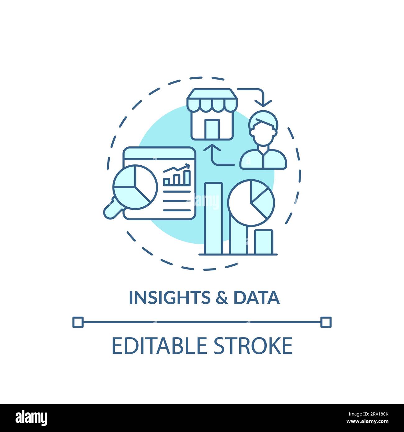 2D blue thin linear icon insights and data concept Stock Vector Image & Art - Alamy