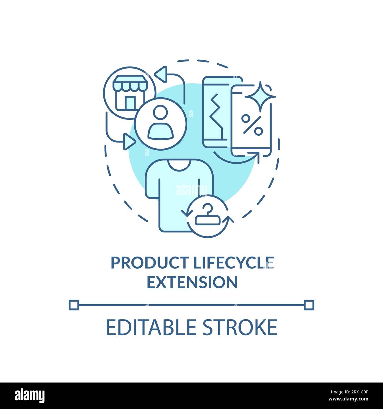 2D blue thin linear icon product lifecycle extension concept Stock ...