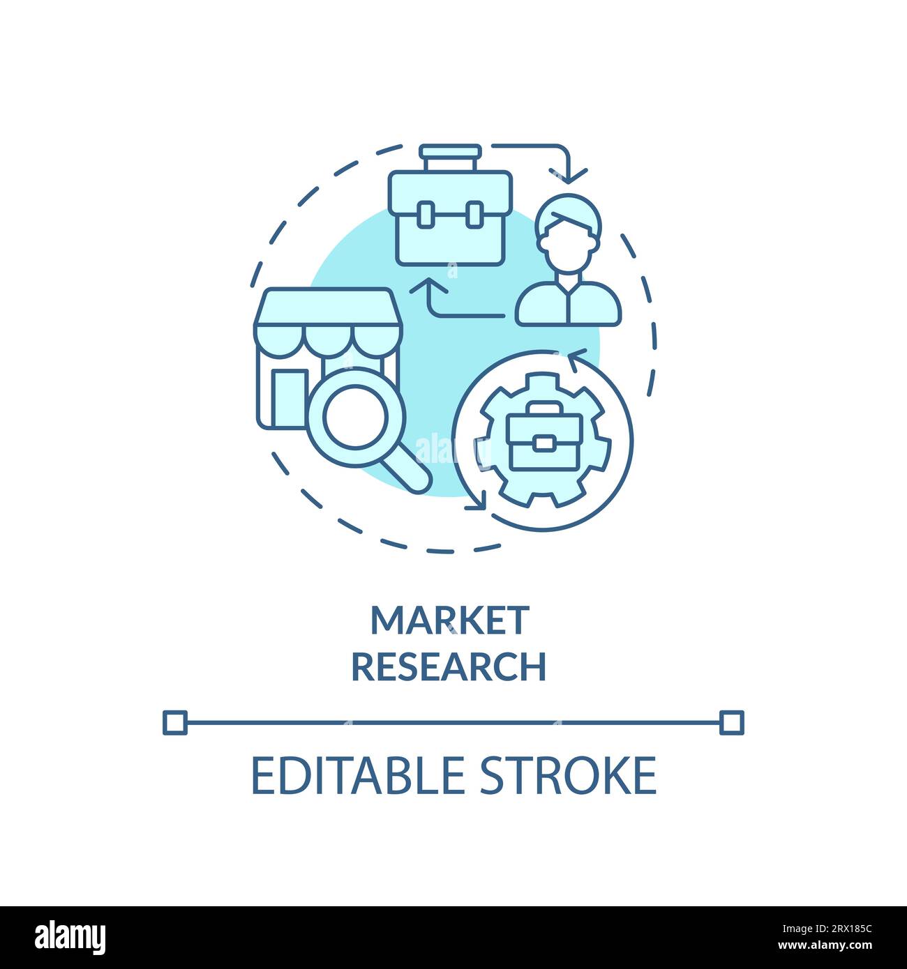 2d Blue Thin Linear Icon Market Research Concept Stock Vector Image