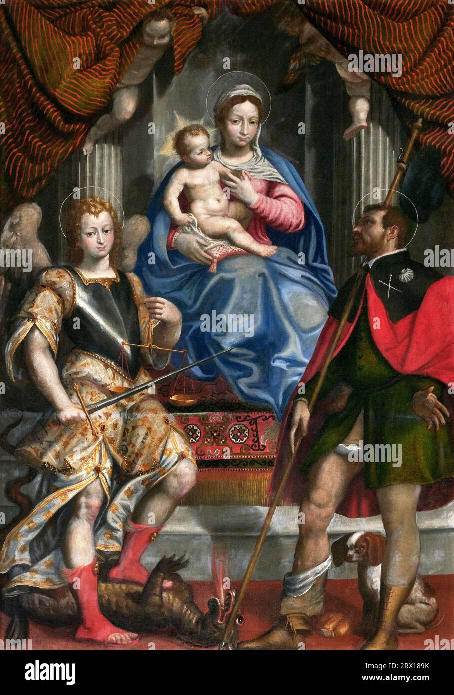 Madonna col Bambino con S. Michele Arcangelo e S. Rocco - olio su tela ...