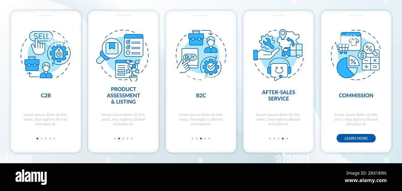 Walkthrough C2C with blue line icons Stock Vector Image & Art - Alamy