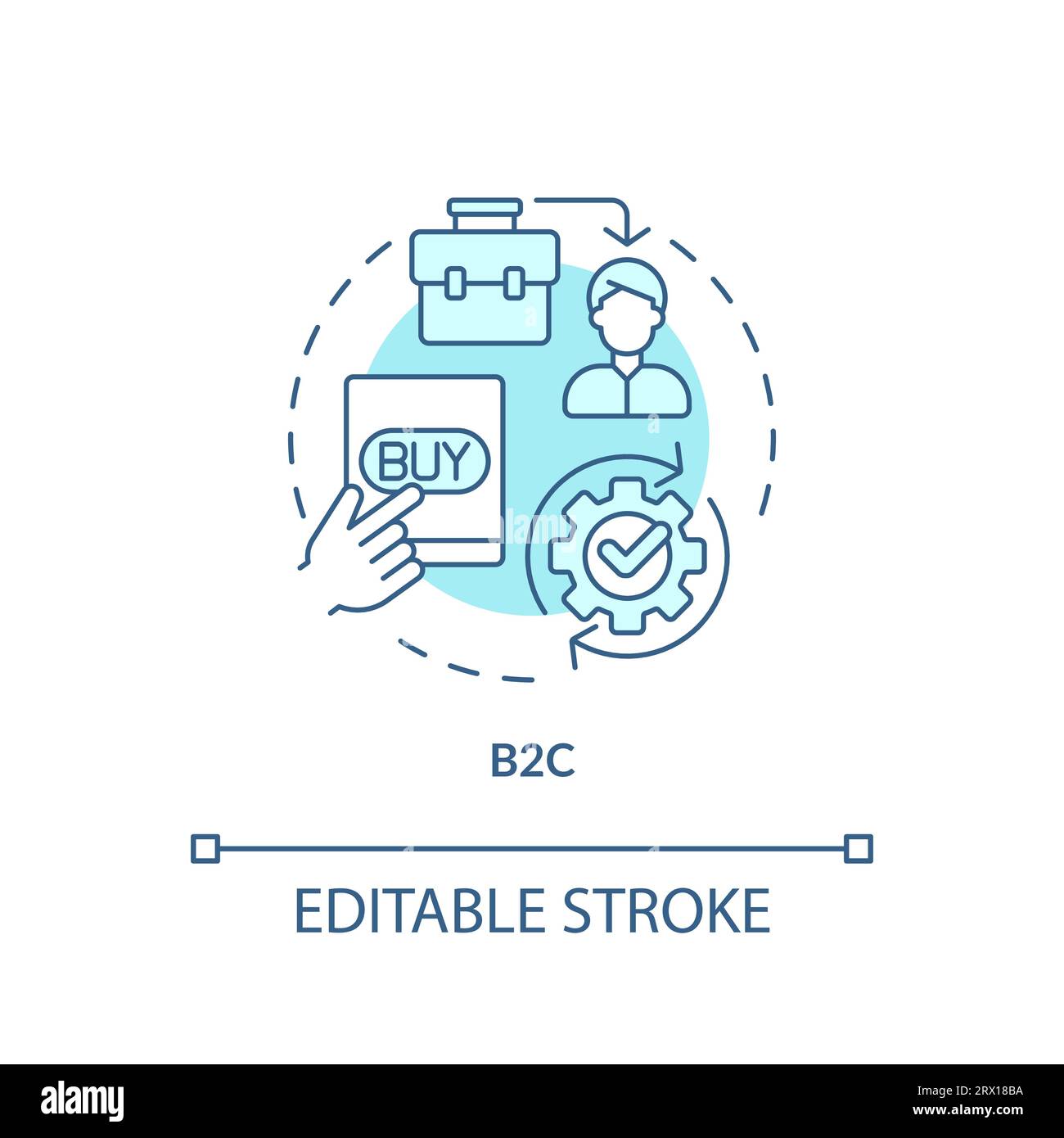 2D customizable blue thin linear icon B2C concept Stock Vector Image & Art - Alamy