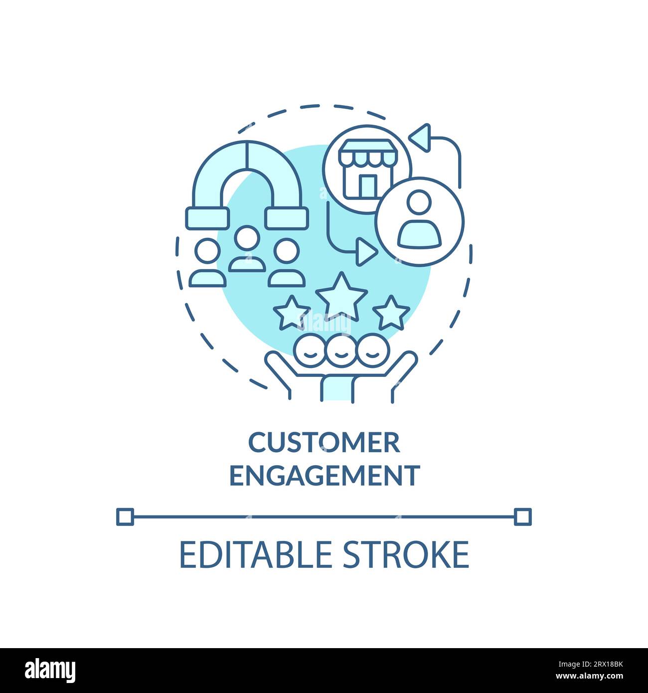 2D blue thin linear icon customer engagement concept Stock Vector Image ...