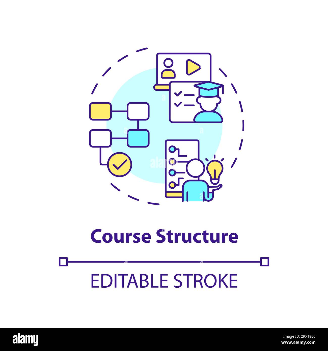 2d Colorful Thin Linear Icon Course Structure Concept Stock Vector