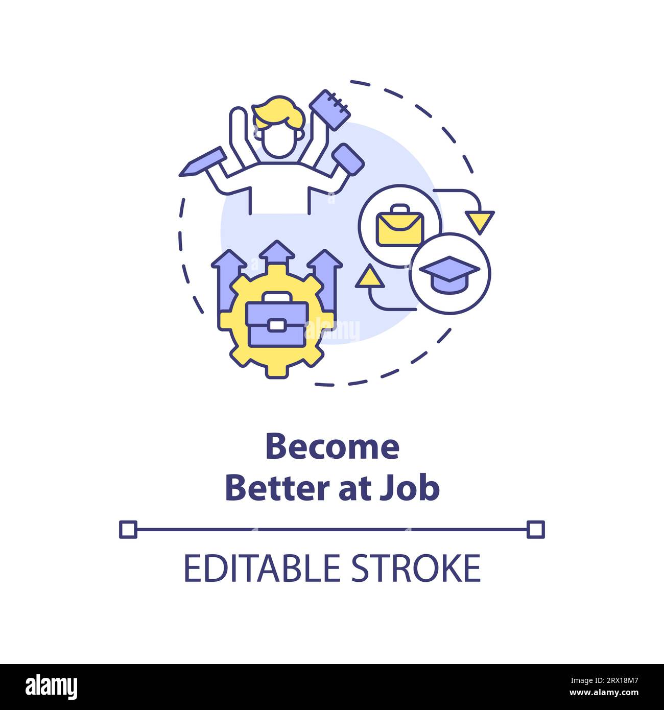 2D thin linear icon become better at job concept Stock Vector Image ...
