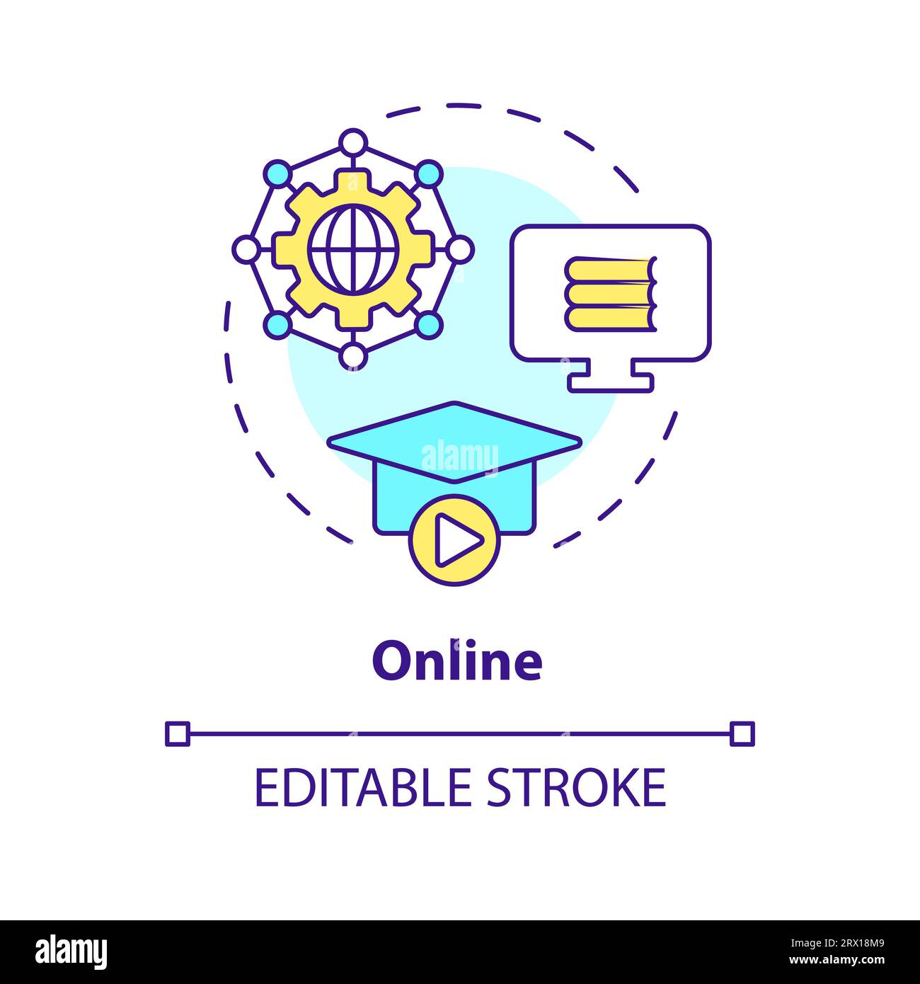2D customizable colorful thin linear icon online concept Stock Vector ... 2D customizable colorful thin linear icon online concept Stock Vector ...
